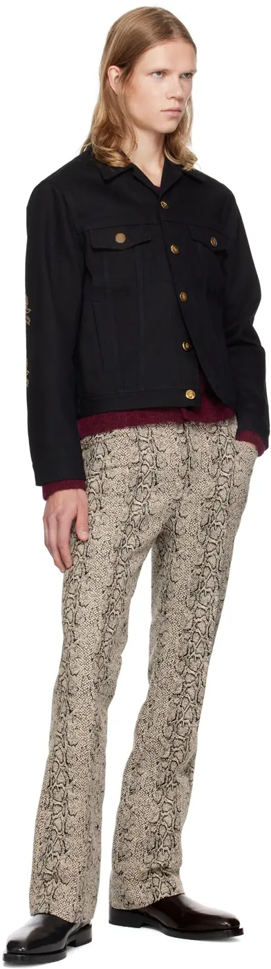 Ernest W. Baker Studded Denim Jacket In Black W/ Rose Studs